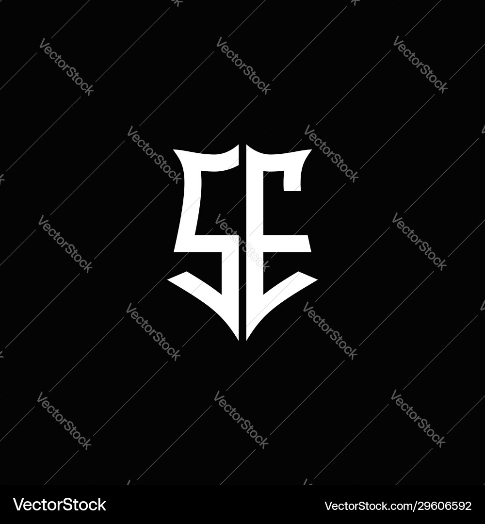Se monogram letter logo ribbon with shield style Vector Image