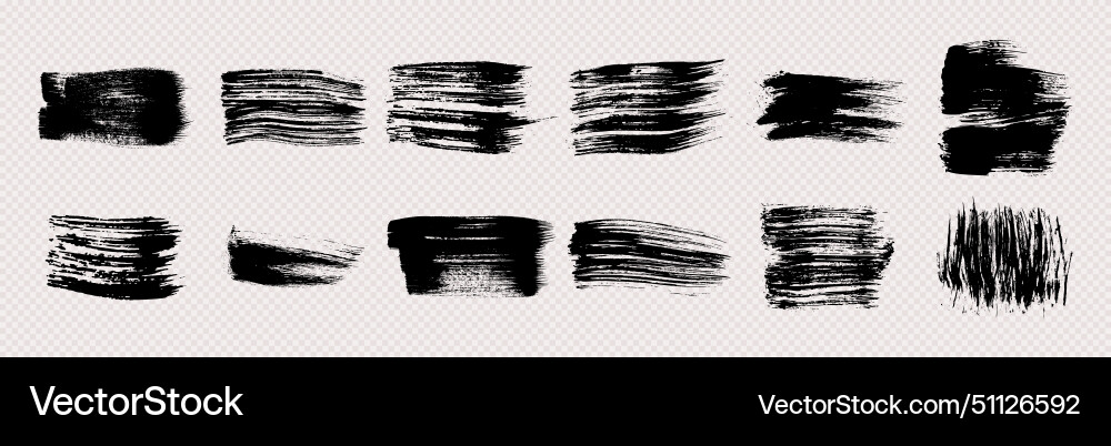 Set of black grunge brush strokes Royalty Free Vector Image