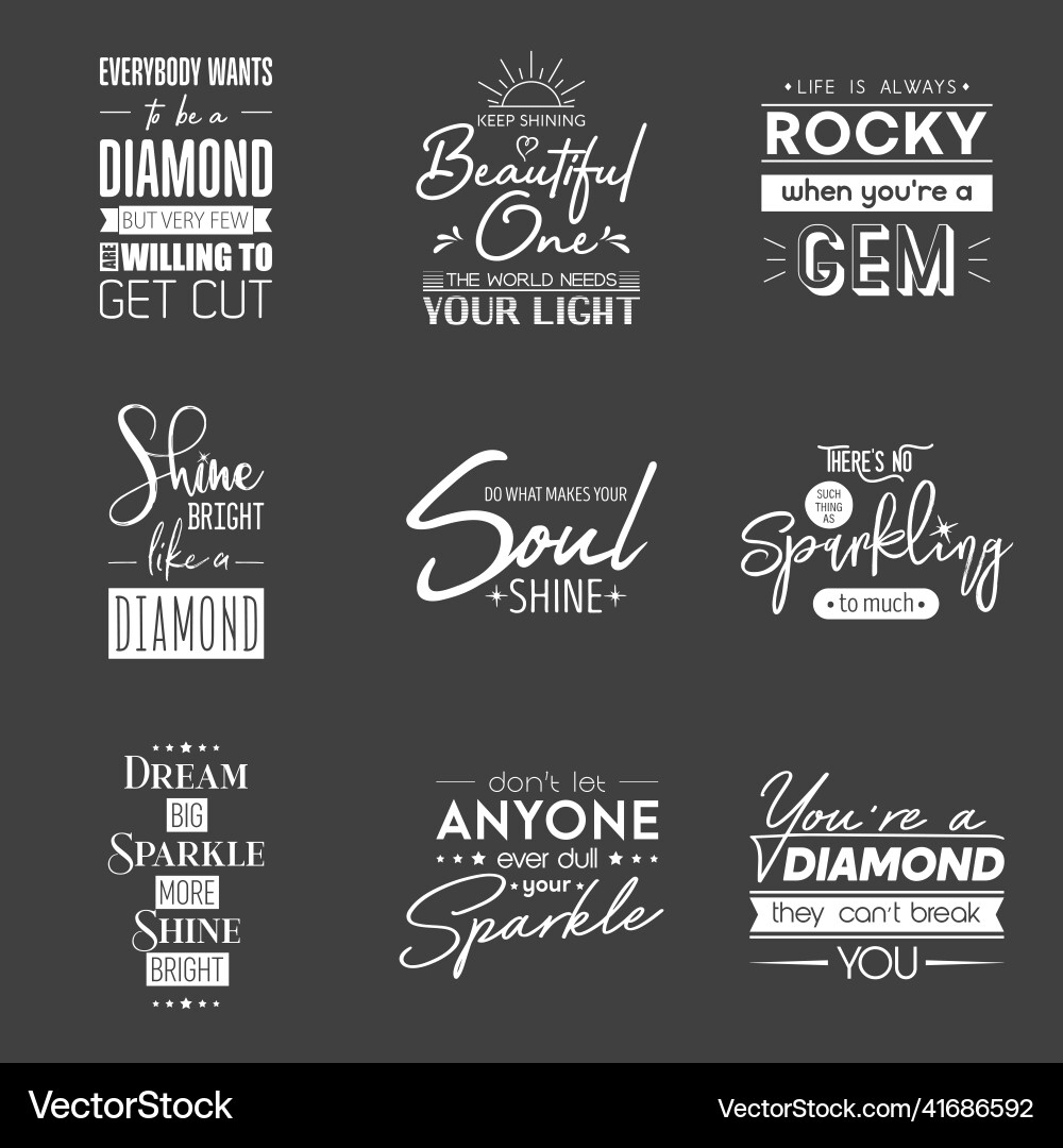 Set of vintage typographic quotes gemstone Vector Image