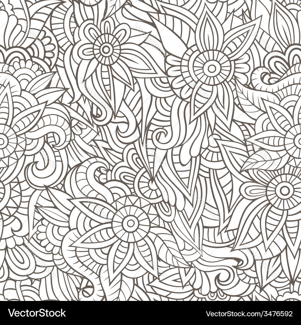 Sketchy doodles decorative floral outline Vector Image