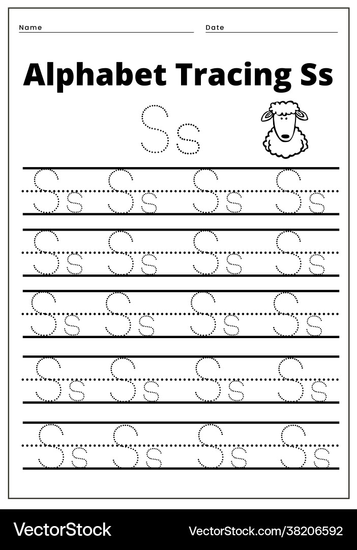 Tracing alphabet ss Royalty Free Vector Image - VectorStock
