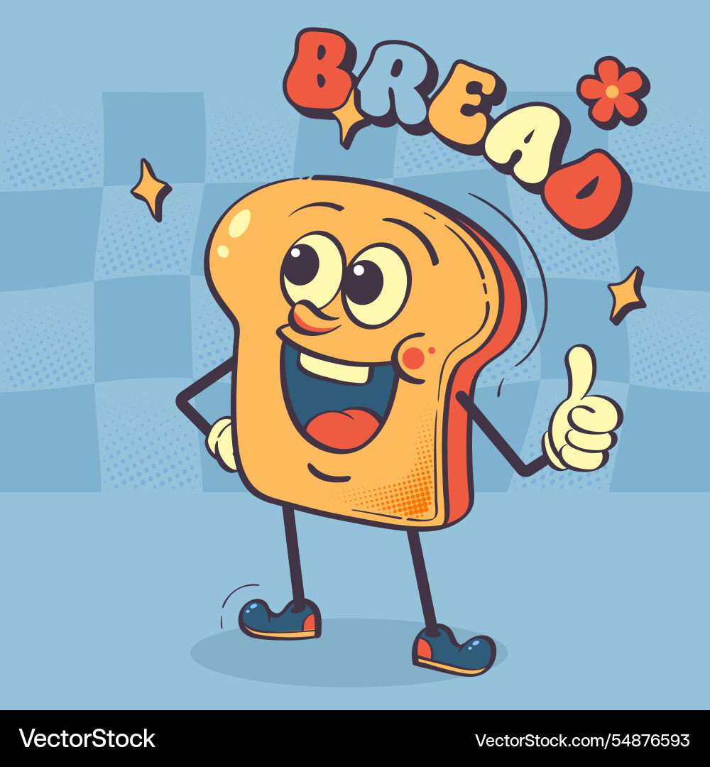 Bread cartoon character Royalty Free Vector Image