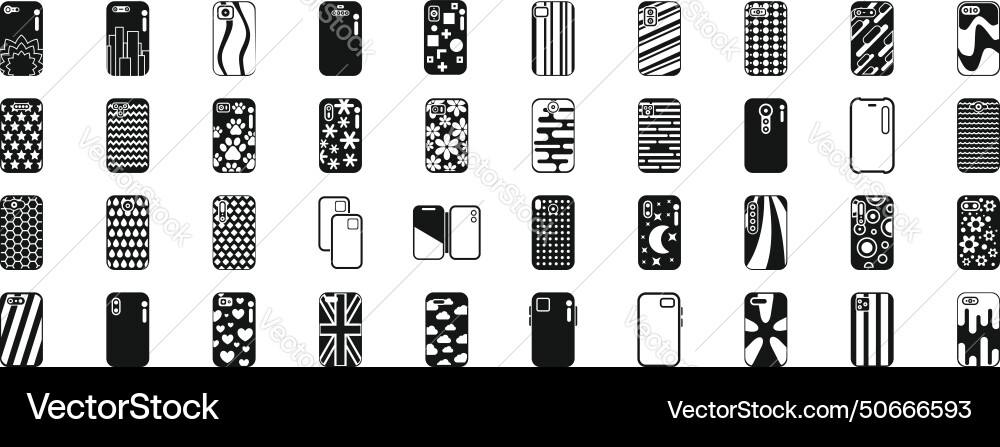 Case mobile phone icons set simple pro Royalty Free Vector