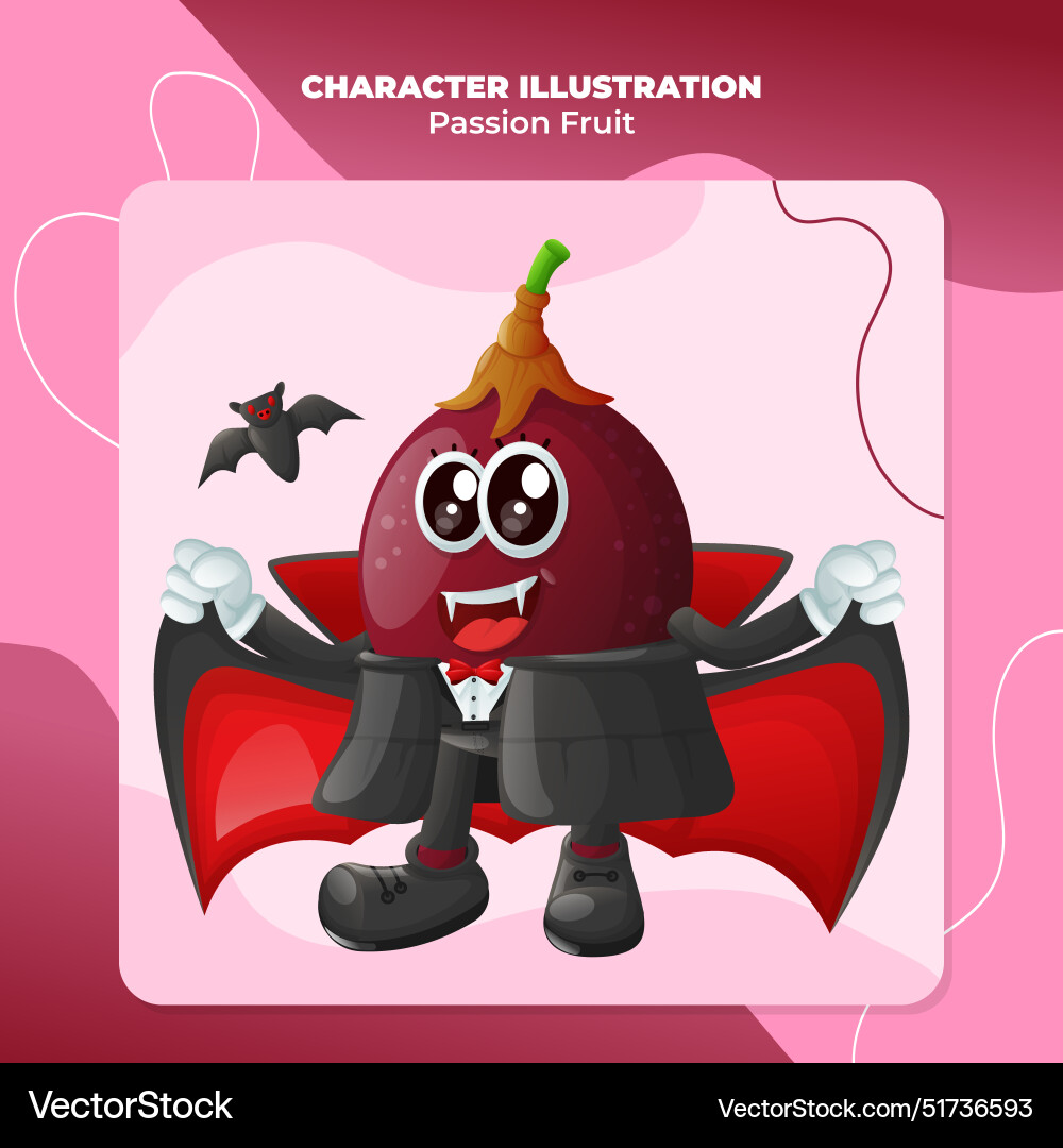 Cute passion fruit characters on halloween Vector Image