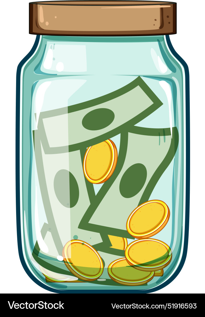 Economy coin jar cartoon Royalty Free Vector Image