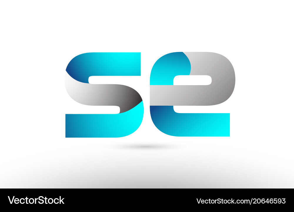 Grey blue alphabet letter se s e logo 3d design Vector Image