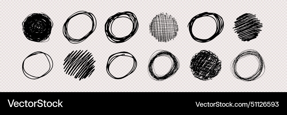 Hand drawn scribble circles Royalty Free Vector Image