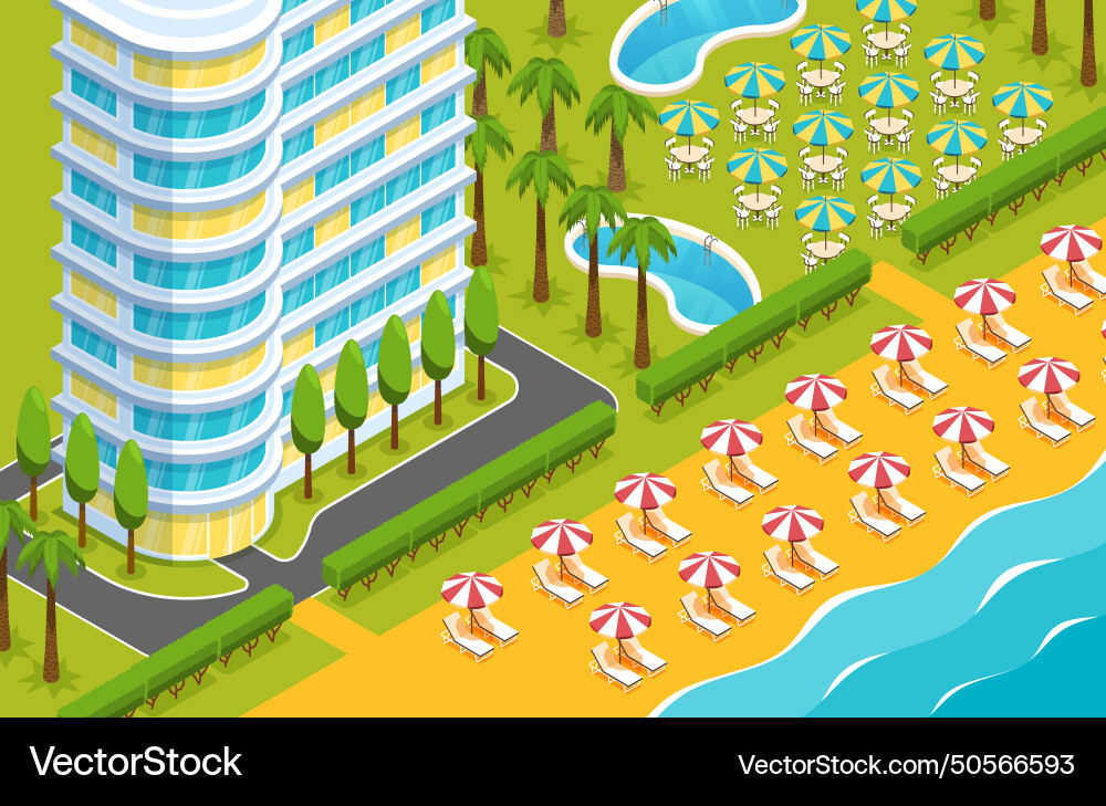 Isometric hotel Royalty Free Vector Image - VectorStock