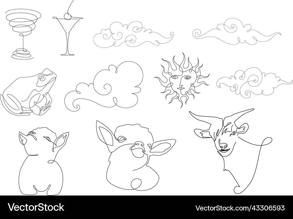 Line art with boho style Royalty Free Vector Image