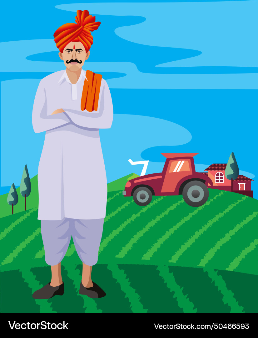 Maharastrian man with feta and tilak standing Vector Image