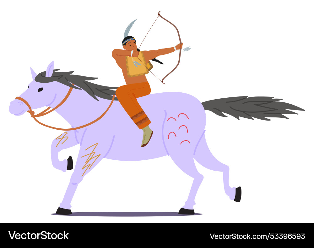 Native american warrior riding a horse with bow Vector Image