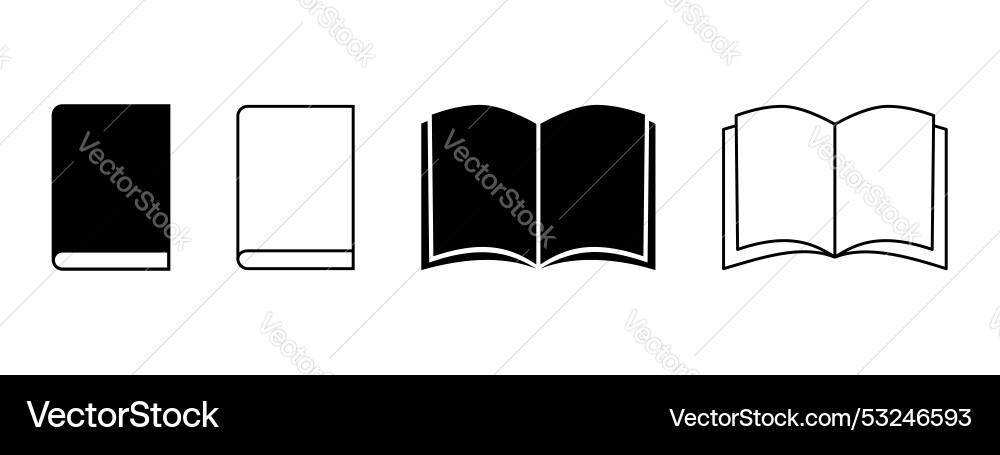 Open and closed book icons isolated on white Vector Image