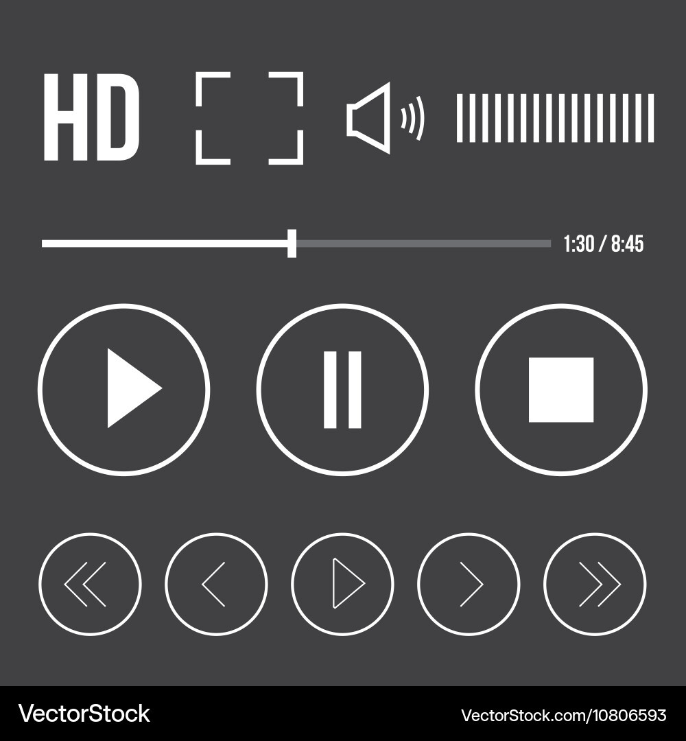 Player icon set Royalty Free Vector Image - VectorStock