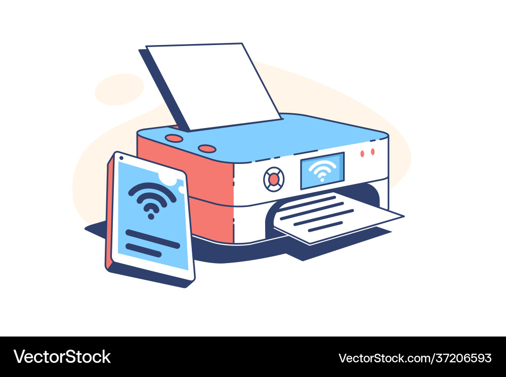 Printer machine at work Royalty Free Vector Image