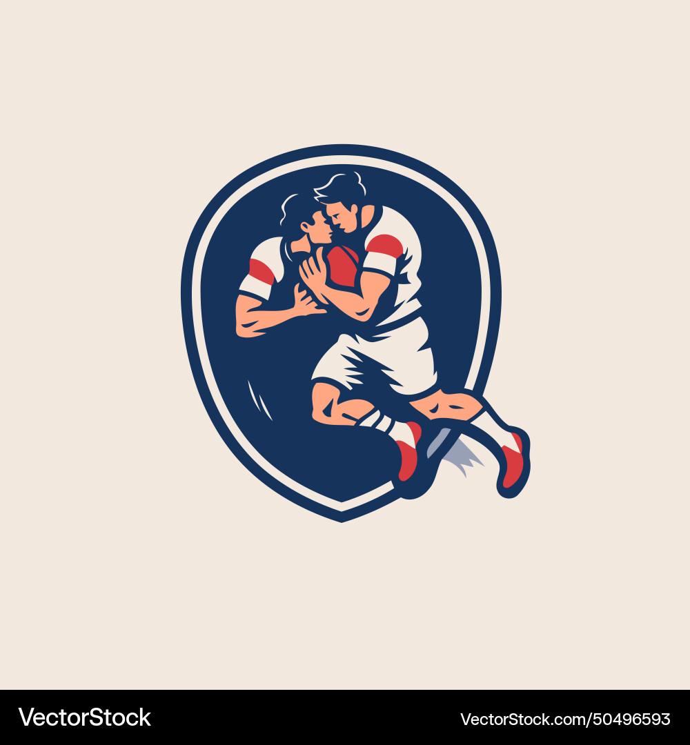 Rugby player logo design template Royalty Free Vector Image