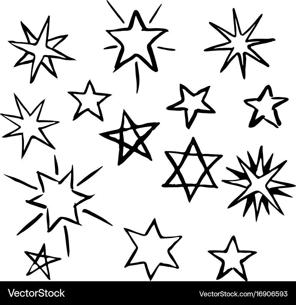 Set of hand drawn stars Royalty Free Vector Image