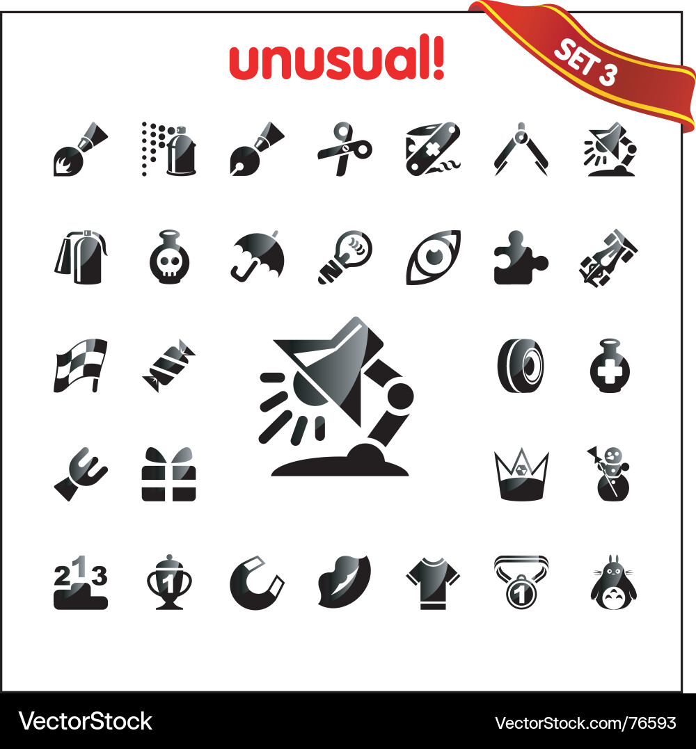 Unusual Icon Set Royalty Free Vector Image - VectorStock