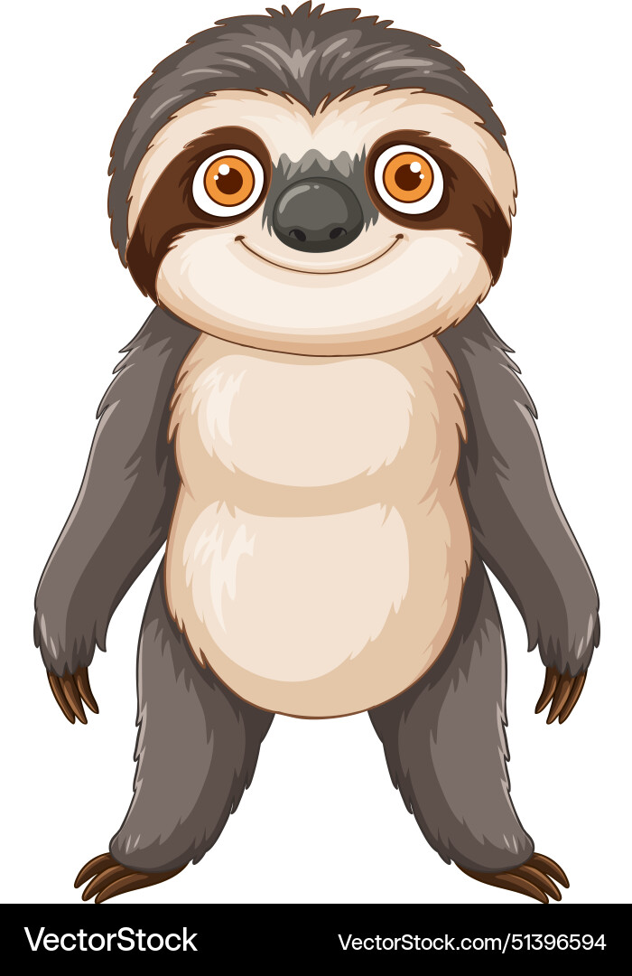 Adorable sloth standing with a smile Royalty Free Vector