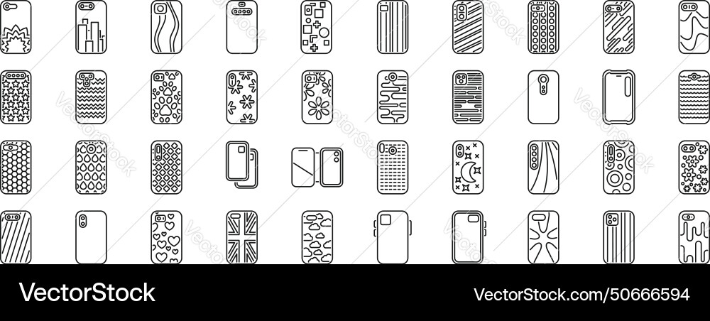 Case mobile phone icons set outline pro Royalty Free Vector