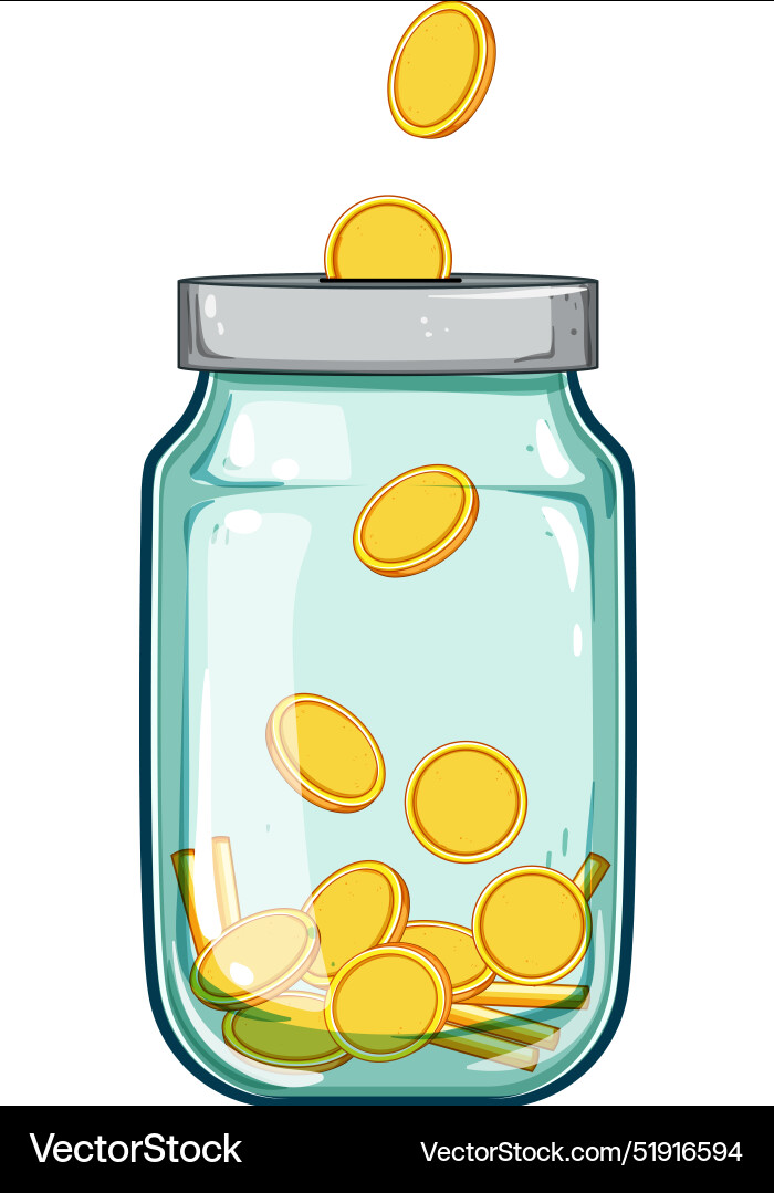 Cash coin jar cartoon Royalty Free Vector Image