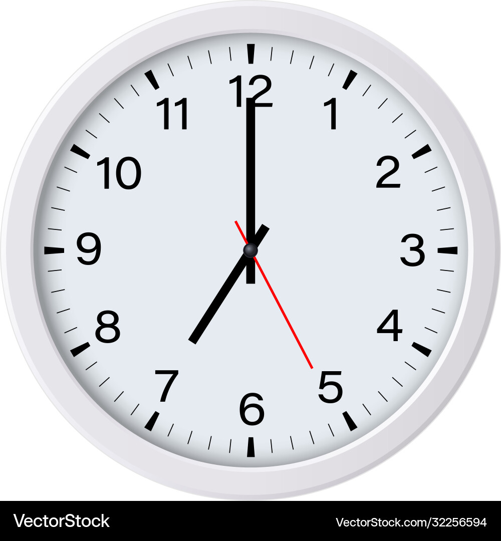 Circle white watch mockup isolated 7 oclock Vector Image