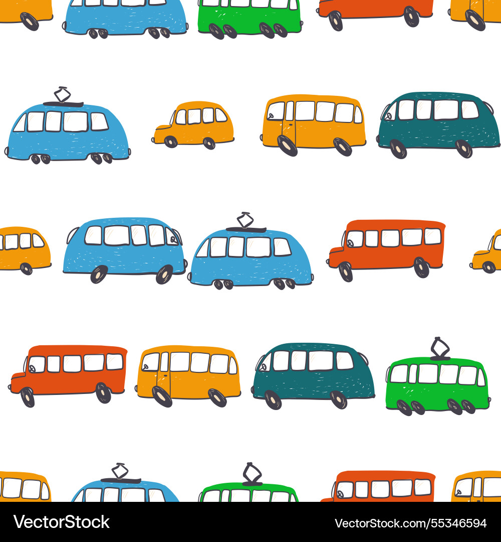 Colorful transportation vehicles rolling across Vector Image