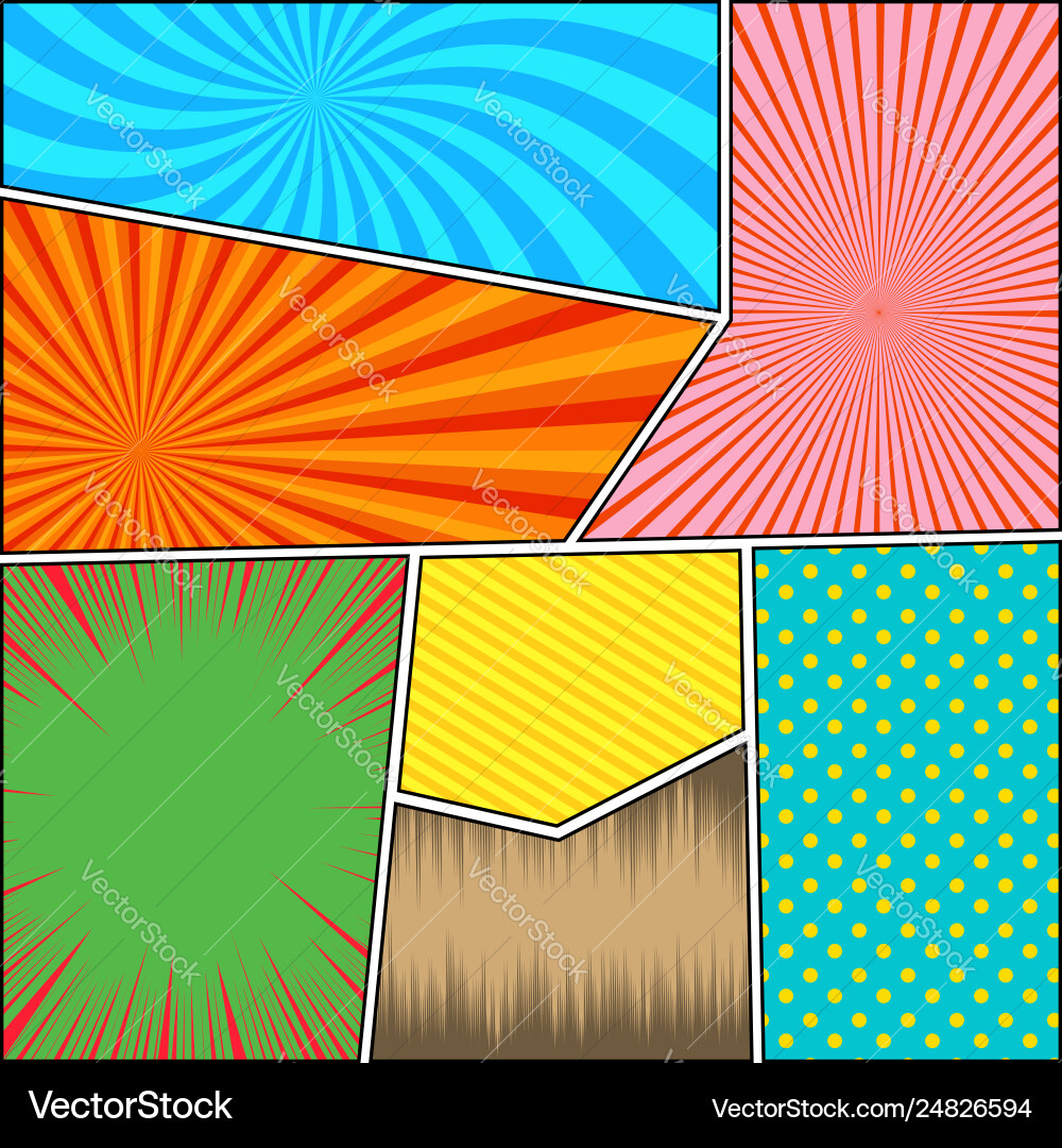 Comic book page colorful composition Royalty Free Vector