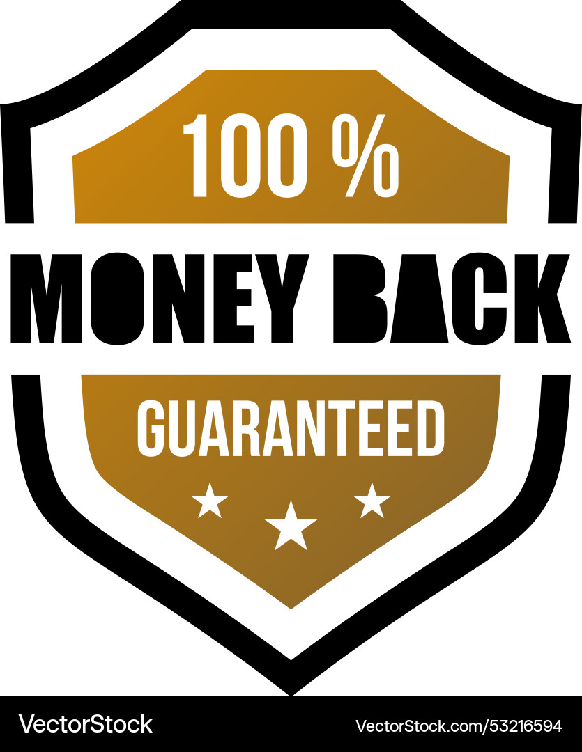Creative 100 money back guaranteed gold icon Vector Image