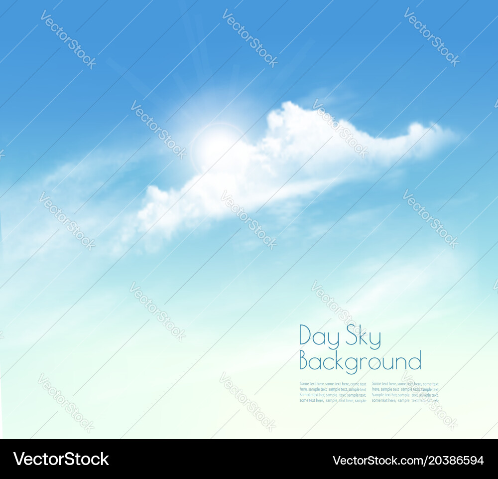 Day sky background with clouds and sun Royalty Free Vector