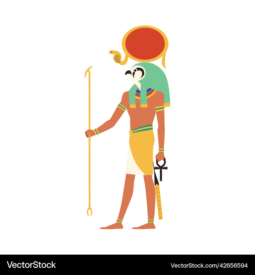Egypt god ra character with scepter and ankh flat Vector Image