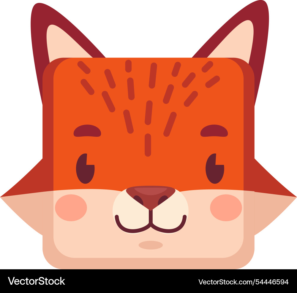 Fox square head funny wild forest animal face Vector Image