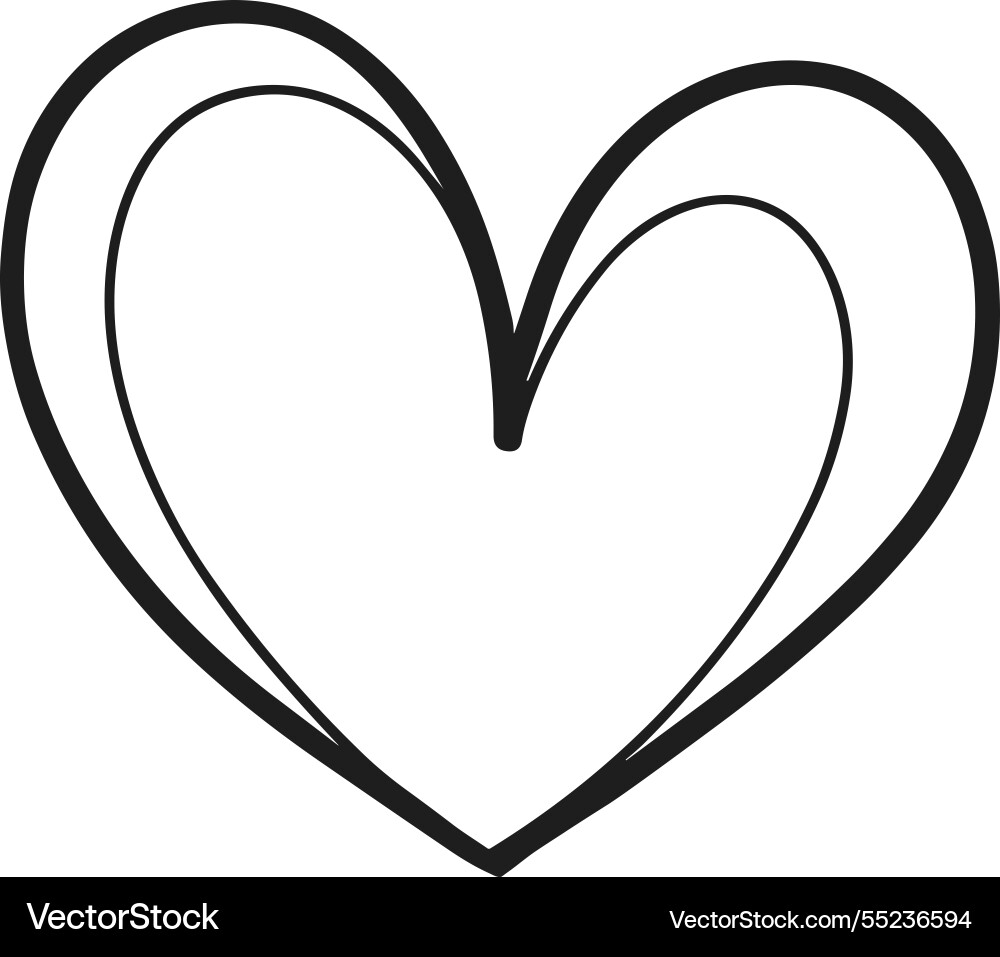 Hand-drawn overlapping heart outline for Vector Image
