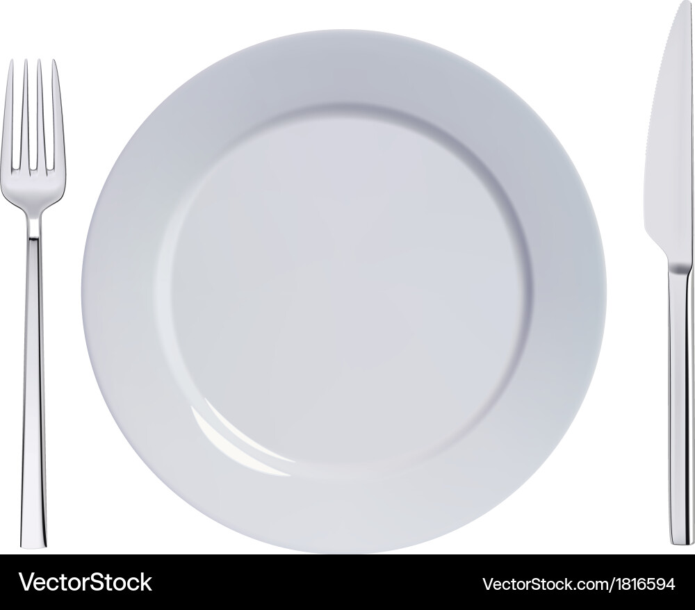 Plate knife and fork Royalty Free Vector Image