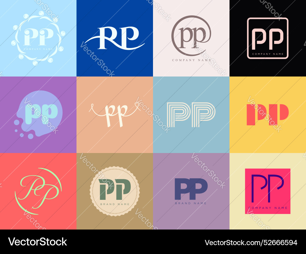 Pp logo company template letter p and logotype Vector Image