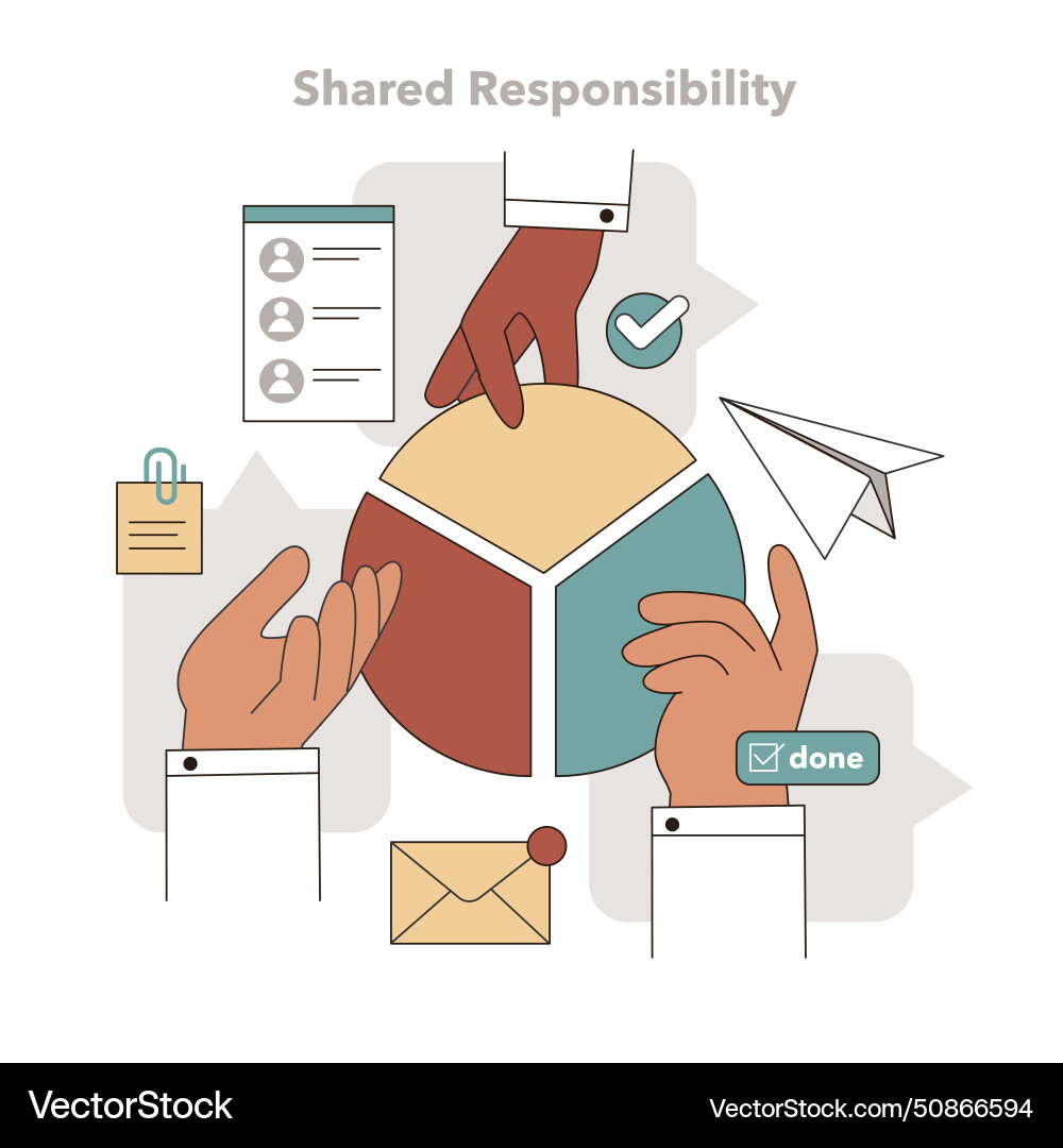 Shared responsibility in task delegation concept Vector Image