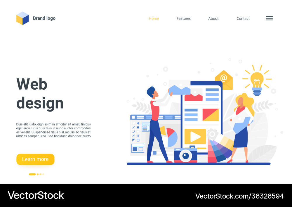 Web design teamwork landing page designer team Vector Image