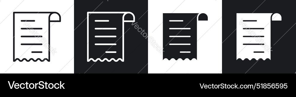 Bill icon set in black and white filld and Vector Image