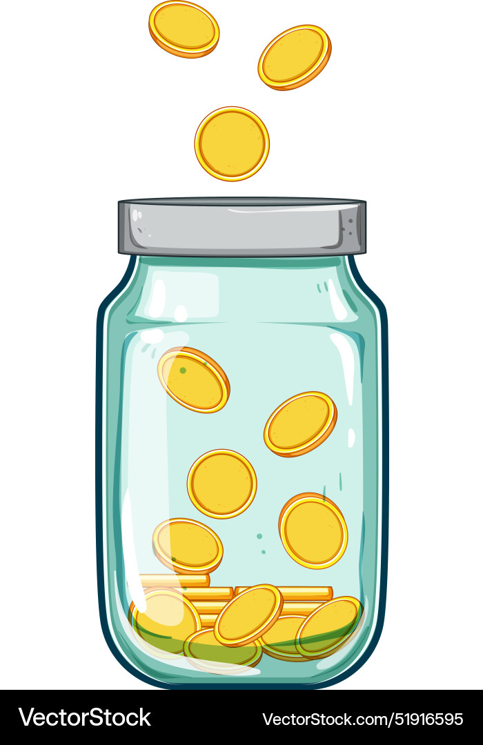 Bottle coin jar cartoon Royalty Free Vector Image