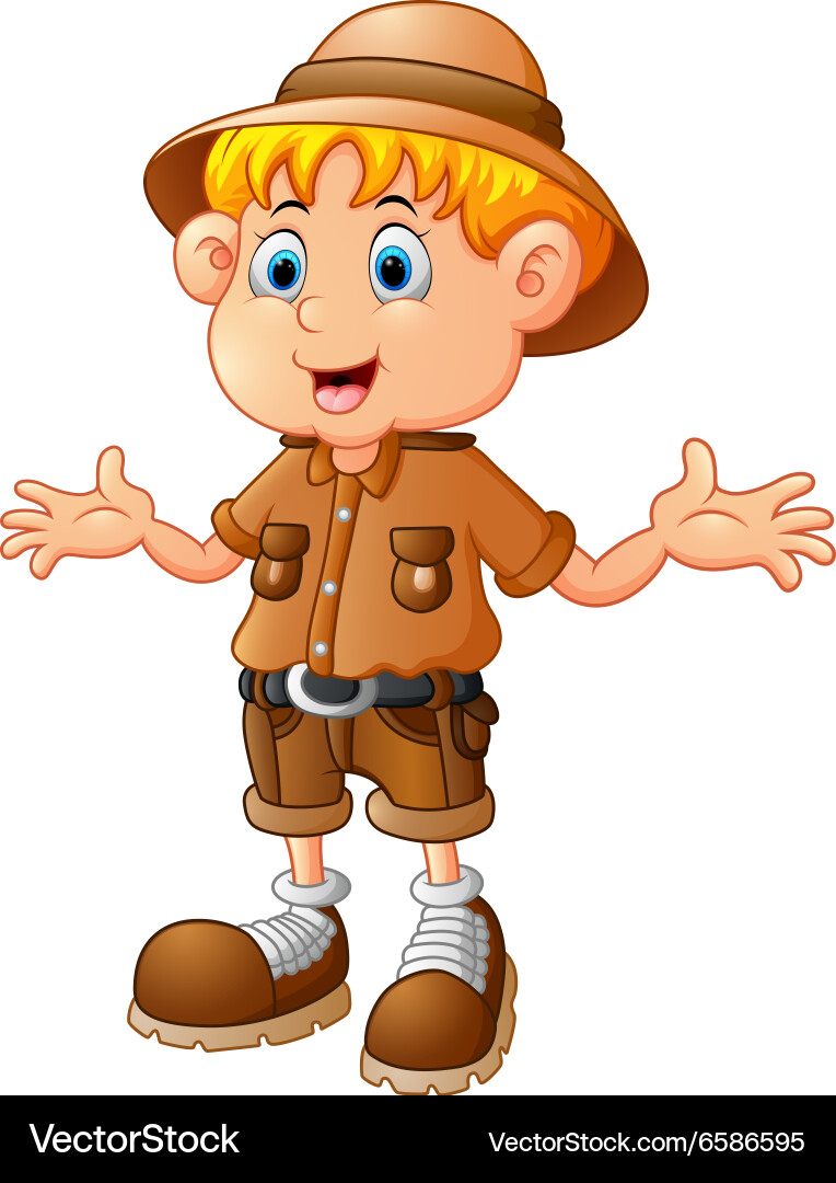 Boy explorer cartoon Royalty Free Vector Image