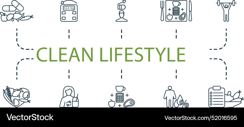 Clean lifestyle outline icons set creative Vector Image