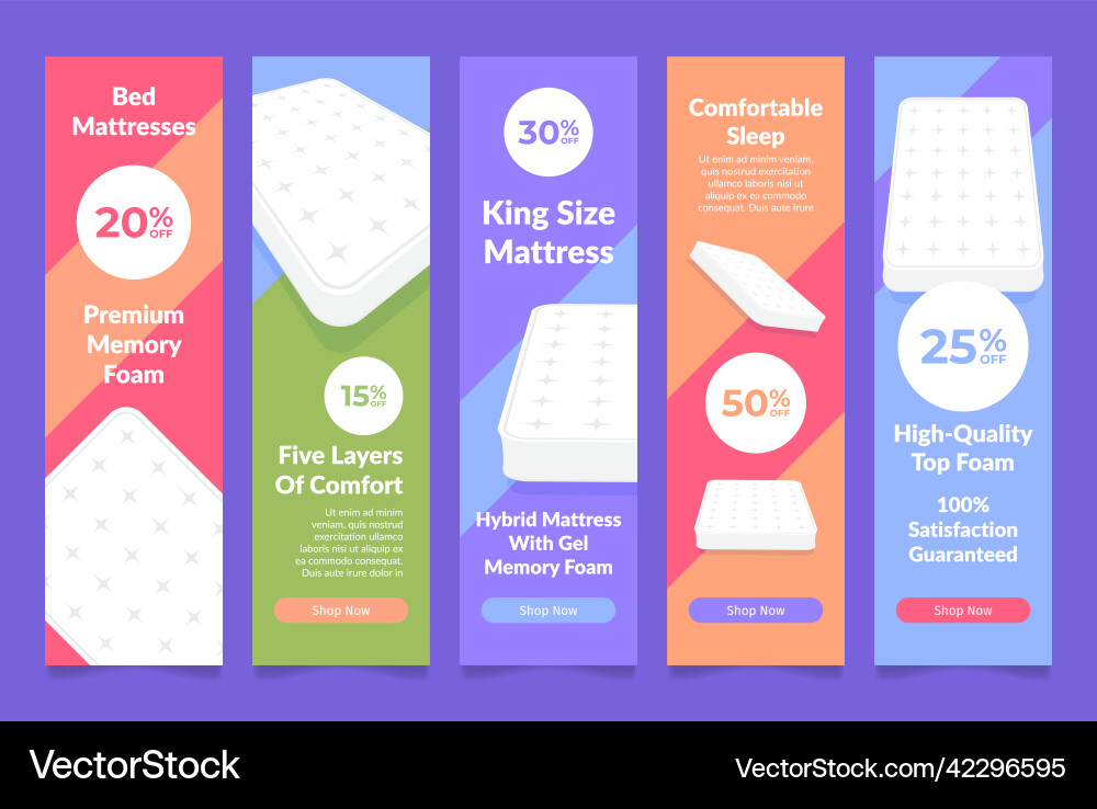 Sammeln Sie vertikale Matratze Banner Anzeigen Landung