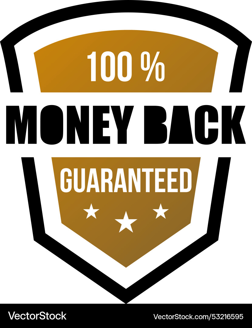 Creative 100 money back guaranteed gold icon Vector Image