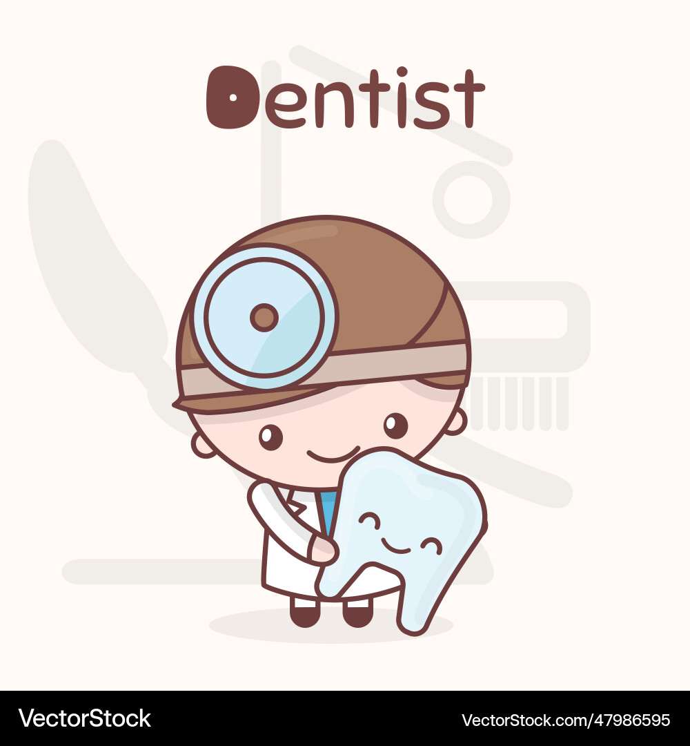 Cute chibi kawaii characters alphabet professions Vector Image