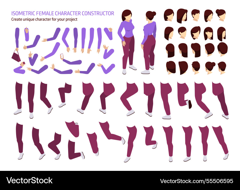 Isometric female character constructor diy kit Vector Image