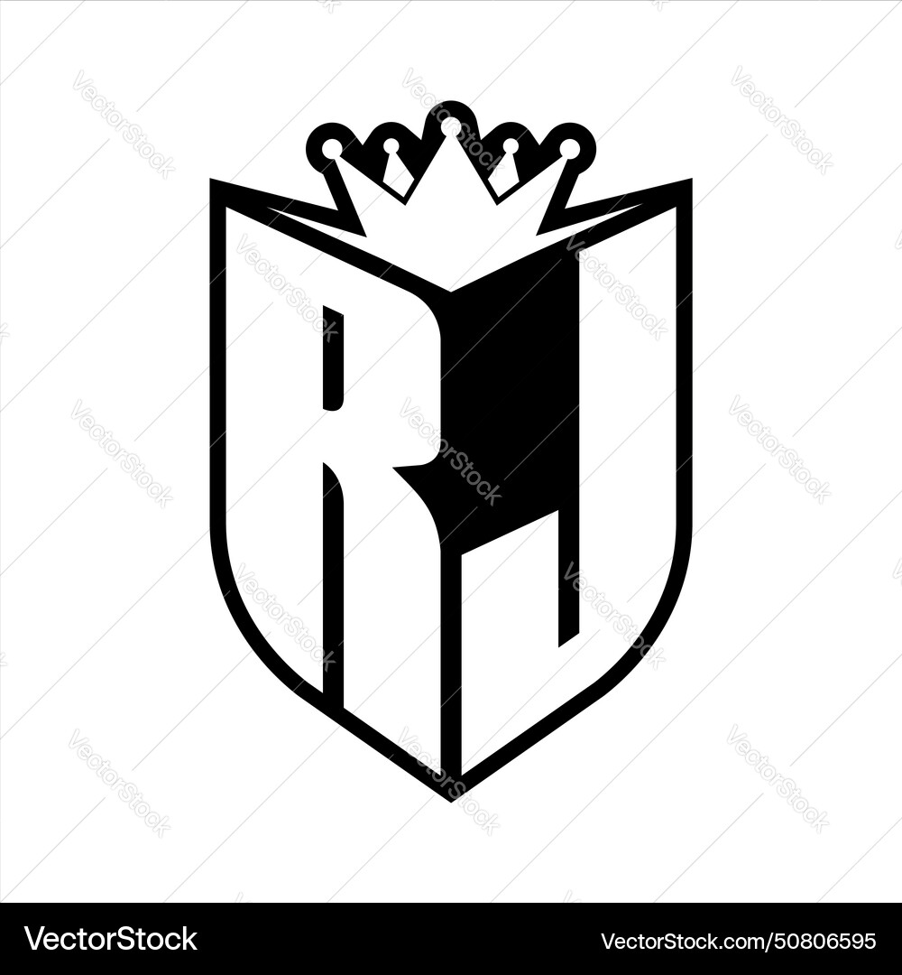 Rj letter bold monogram with shield shape Vector Image