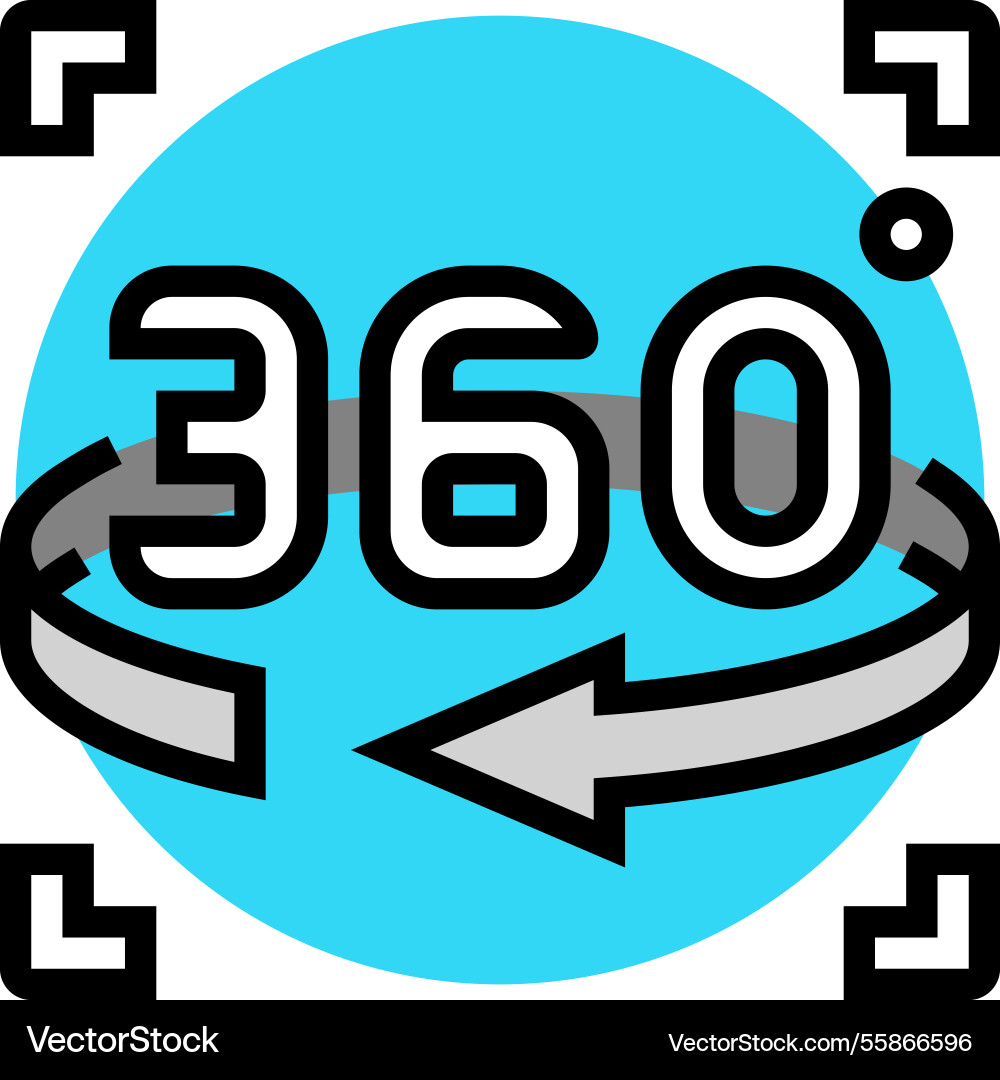 360 degree arrow augmented reality color icon Vector Image