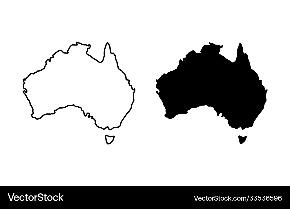 Black australia map on white background Royalty Free Vector