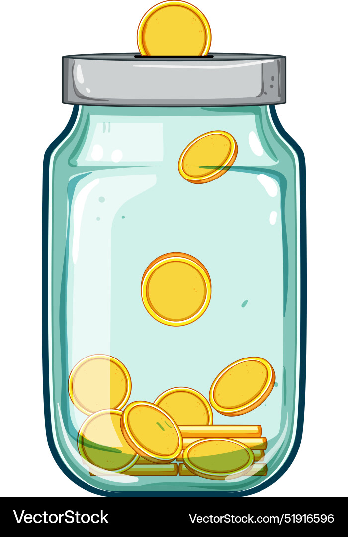 Finance coin jar cartoon Royalty Free Vector Image