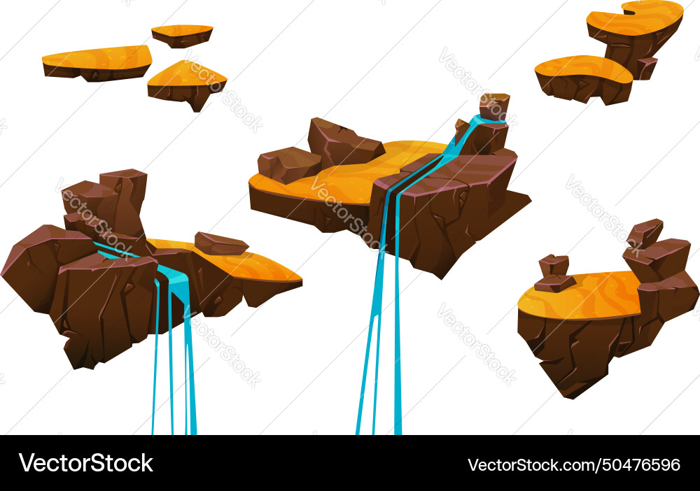 Floating desert land platform with sand surface Vector Image