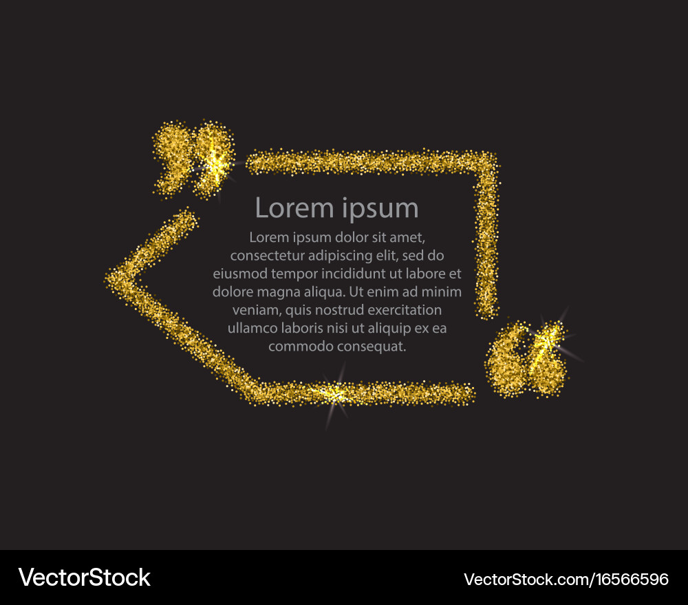 Gold quotation mark speech bubble Royalty Free Vector Image